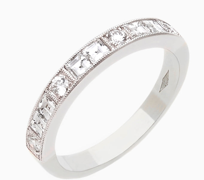 Catherine Jones Eternity Ring Platinum Carré Cut Sapphire