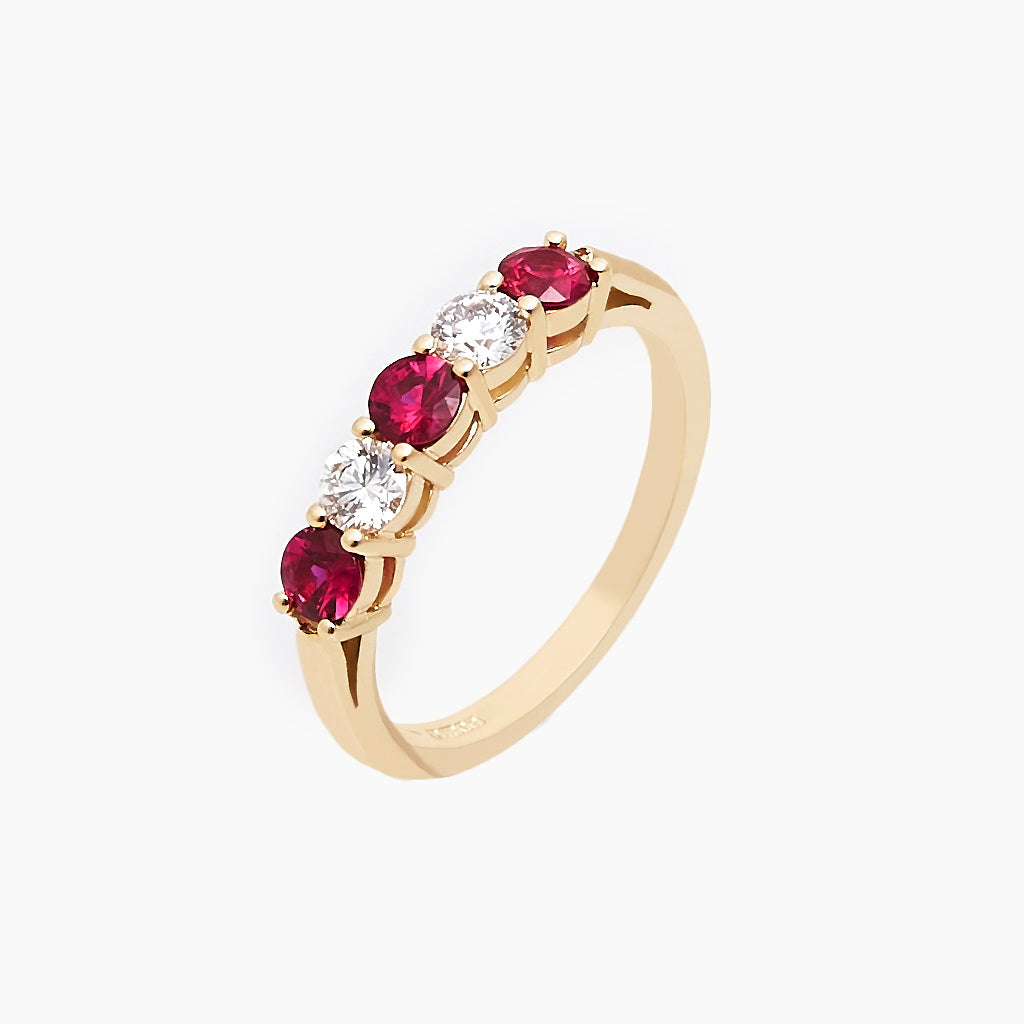 Catherine Jones Eternity Ring 18ct Yellow Gold Diamond and Ruby